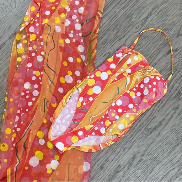 Spiegel | Swim | Spiegel Art Deco Sunset Print One Piece Bathing Suit ...